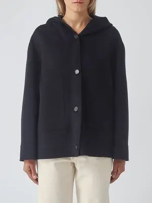 Max Mara Hooded Virgin Wool Short Coat - Navy