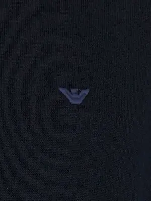 Emporio Armani Wool Knit Zipped Hoodie With Eagle Logo