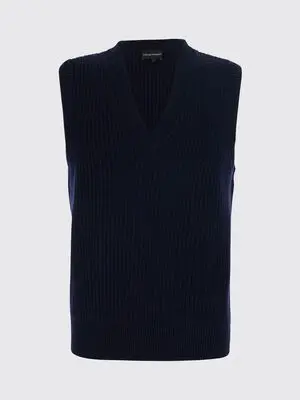 Emporio Armani Sleeveless V-neck Jumper In Wool And Cashmere Blend