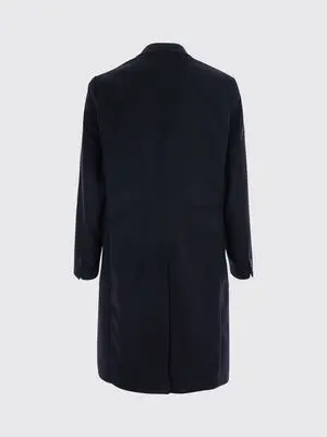 Emporio Armani Knee-length Double-breasted Coat In Wool And Cashmere - Blue