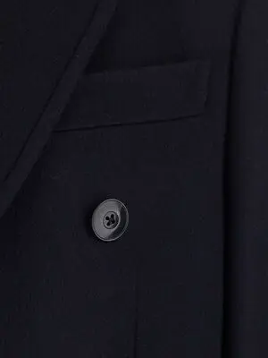 Emporio Armani Knee-length Double-breasted Coat In Wool And Cashmere - Blue