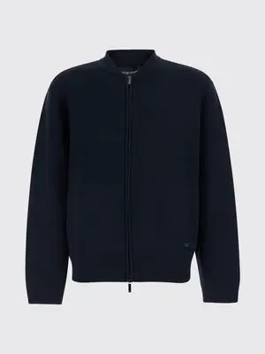 Emporio Armani Pure Wool Bomber Collar Zip-up Cardigan