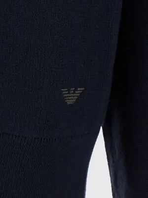Emporio Armani Pure Wool Bomber Collar Zip-up Cardigan