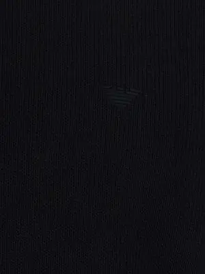 Emporio Armani Cotton Crewneck Jumper With Iconic Eagle Logo - Black