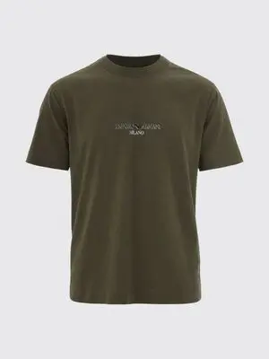 Emporio Armani Lyocell And Cotton Logo T-shirt - Green
