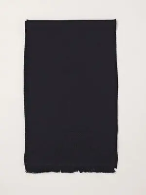 Emporio Armani Pure Wool Knit Scarf With Ribbed Edges - Blue