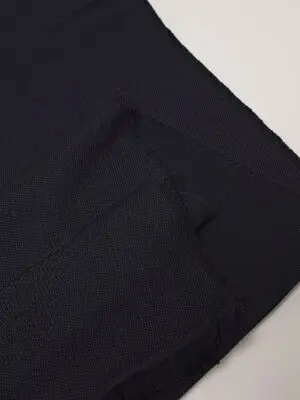 Emporio Armani Pure Wool Knit Scarf With Ribbed Edges - Blue