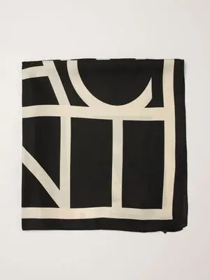 Liviana Conti Patterned Pure Silk Foulard With Logo Print Fa01