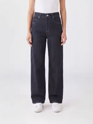 Brunello Cucinelli High-waisted Straight Jeans In Cotton Denim