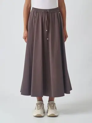 Herno High-waisted A-line Midi Skirt With Drawstring - Brown