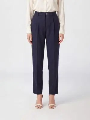 SEMICOUTURE High-waisted Pleated Trousers In Viscose Blend - Black