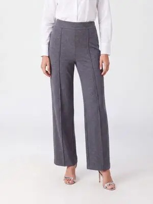 SEMICOUTURE High-waisted Wide-leg Trousers In Stretch Viscose Jersey - Grey