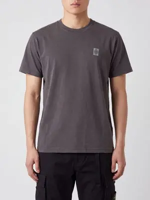 Stone Island Cotton T-shirt With Sleeve Logo Patch - Grey