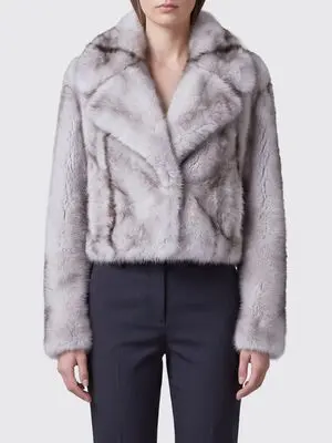 Sportmax Short Faux-fur Coat With Lapel Collar And Concealed Fastening