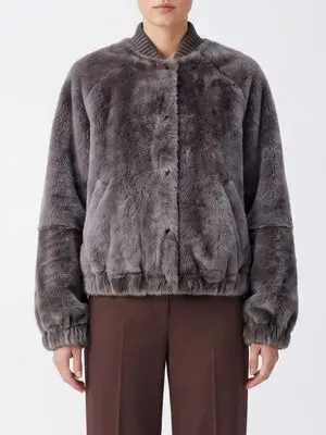 Brunello Cucinelli Short Relaxed-fit Fur Bomber Jacket With Dropped Shoulders
