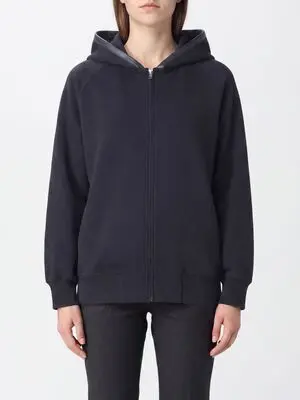 SEMICOUTURE Relaxed Fit Wool Knit Zip-up Hoodie With Dropped Shoulders - Black