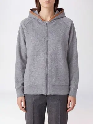 SEMICOUTURE Semicouture Relaxed Fit Wool Knit Zip-Up Hoodie With Dropped Shoulders Grey