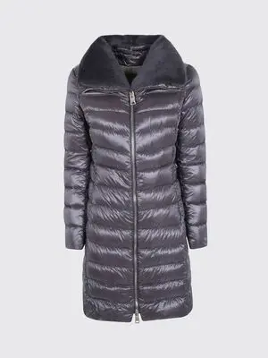 Herno Knee-length Down Jacket In Water-repellent Ultralight Nylon With Fur Collar - Grey