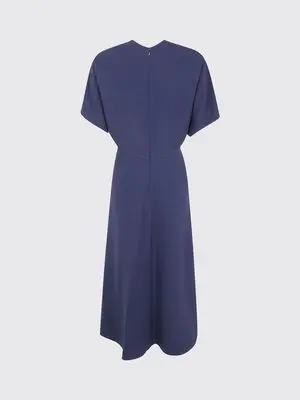 Victoria Beckham Eleanor A-line Midi Dress In Stretch Viscose With Crew Neck - Blue