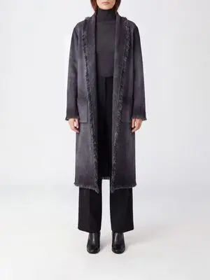Avant Toi Virgin Wool-blend Coat With Shawl Collar And Fringed Hem