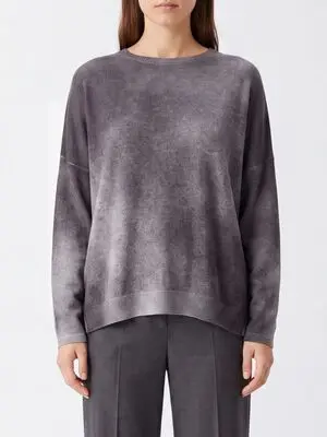 Avant Toi Pure Cashmere Crewneck Jumper With Abstract Pattern And Dropped Shoulders - Grey