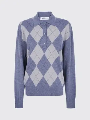 RÓHE Argyle Long-sleeved Knit Polo