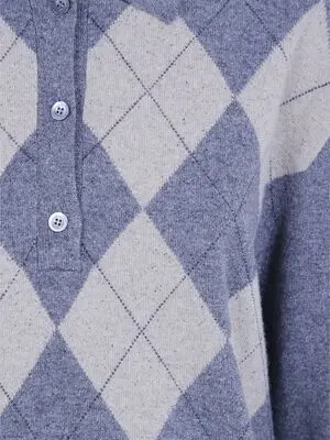 RÓHE Argyle Long-sleeved Knit Polo