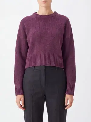 KUJTEN 100% Cashmere Crewneck Jumper With Dropped Shoulders - Red