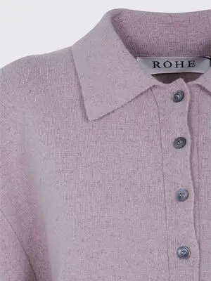 RÓHE Long-sleeved Knit Polo Shirt In Wool, Silk, And Cashmere Blend