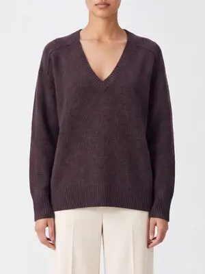 KUJTEN 100% Cashmere V-neck Jumper With Dropped Shoulders - Brown