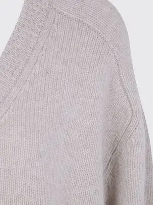 KUJTEN 100% Cashmere V-neck Jumper With Dropped Shoulders - Nude