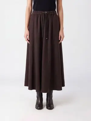 Herno Herno Flared Wool Blend Knit Midi Skirt With High Waist And Drawstring Black