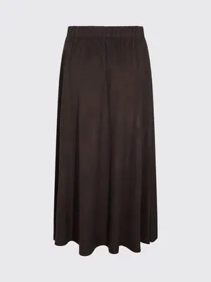 Herno Flared Wool Blend Knit Midi Skirt With High Waist And Drawstring - Black