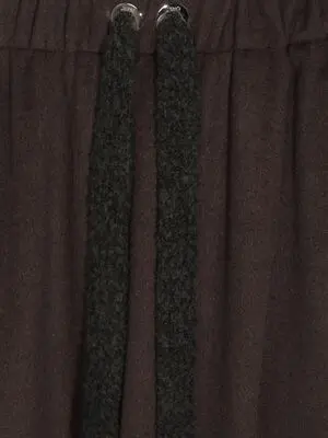 Herno Flared Wool Blend Knit Midi Skirt With High Waist And Drawstring - Black