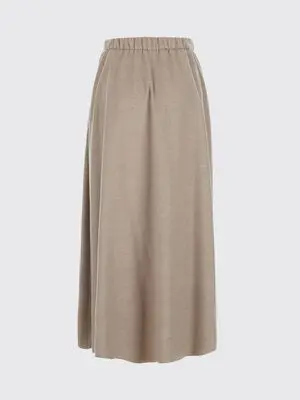 Herno Flared Wool Blend Knit Midi Skirt With High Waist And Drawstring