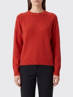 KUJTEN 100% Cashmere Crewneck Jumper With Long Sleeves And Ribbed Trims - Red