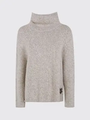 KUJTEN 100% Cashmere Turtleneck Jumper With Contrast Logo And Ribbed Trims