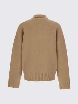 AMI Paris Long-sleeved Knit Polo With De Cœur Jacquard Logo - Beige