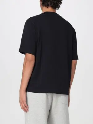 AMI Paris Short-sleeved Cotton T-shirt With Front Logo Print - Black