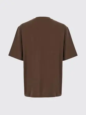 AMI Paris Short-sleeved Cotton T-shirt With Front Logo Print - Brown