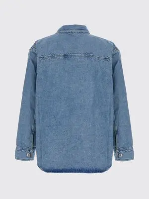 AMI Paris Cotton Denim Shirt With French Collar And Concealed Buttoning