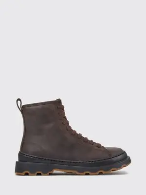 Camper Brutus+ Lace-up Nubuck Combat Boots With Lug Sole - Brown