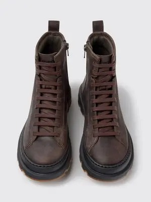 Camper Brutus+ Lace-up Nubuck Combat Boots With Lug Sole