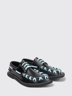 Camper Calfskin Eki Boat Shoes With Embroidery