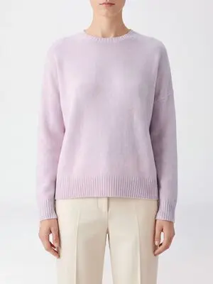 KUJTEN 100% Cashmere Crewneck Jumper With Long Sleeves And Ribbed Trims - Pink