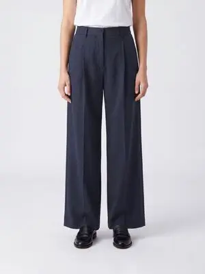 THELATEST Billie High-waisted Wide-leg Pleated Trousers In Wool Blend - Black