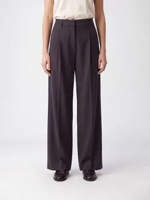 THELATEST Billie High-waisted Wide-leg Pleated Trousers In Wool Blend - Brown