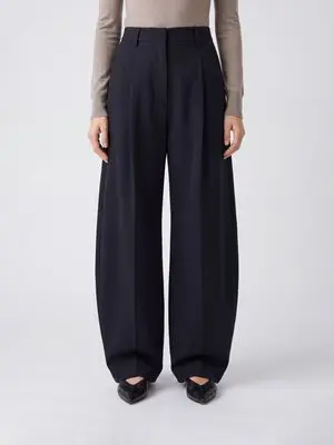 THELATEST Billie High-waisted Wide-leg Pleated Trousers In Wool Blend - Ink