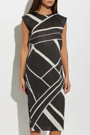 Issey Miyake Geometric Print Midi Dress