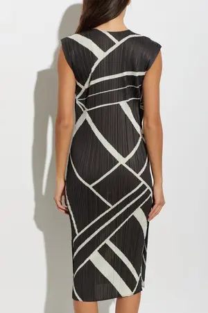 Issey Miyake Geometric Print Midi Dress